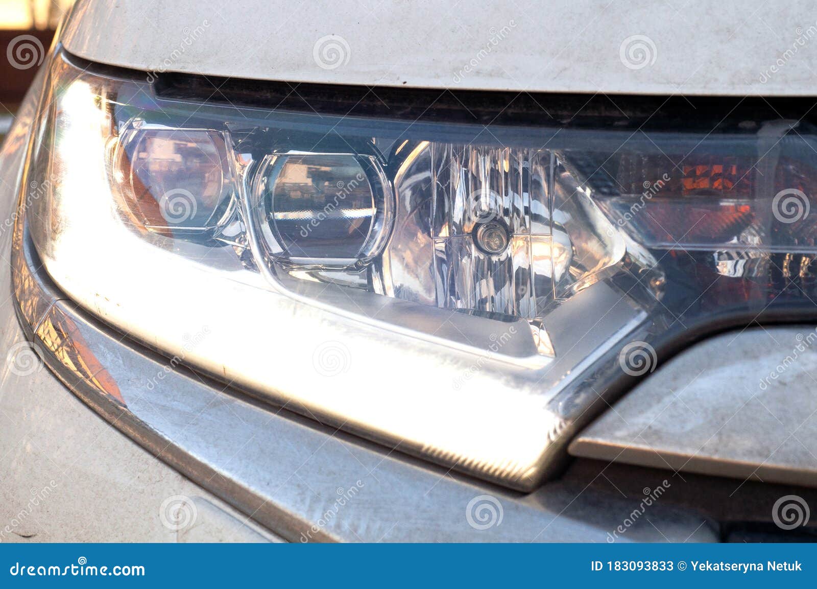 Front View Detail of a Car Headlight, White Stock Image - Image of ...