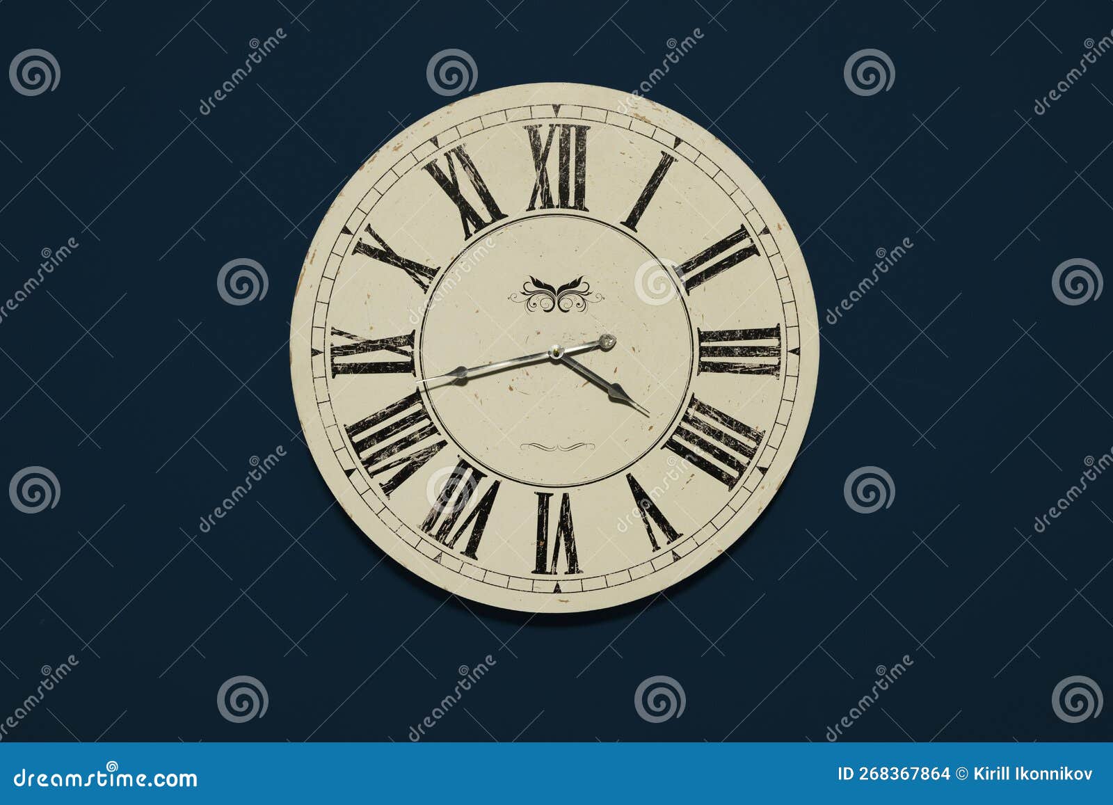 Front View of the Dial of a Vintage Wall Clock. Antique Imitation Stock ...