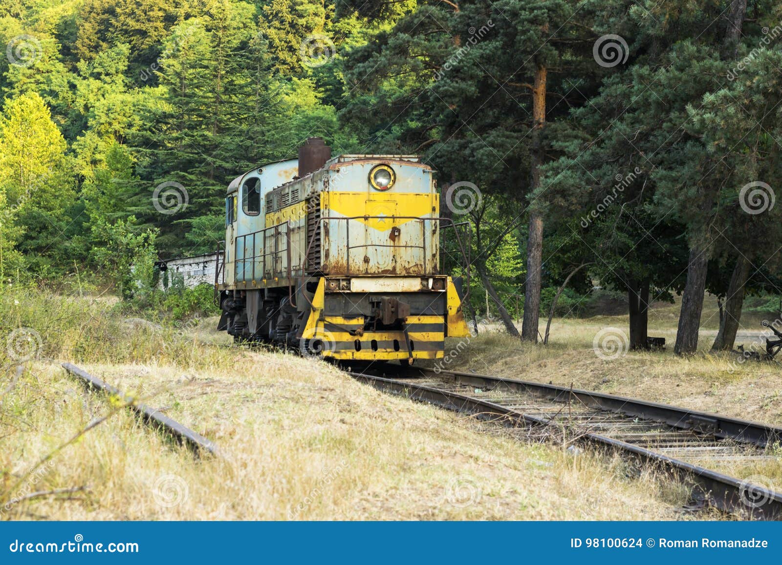 Front View of the Diesel Locomotive on the Railroad Stock Photo - Image ...