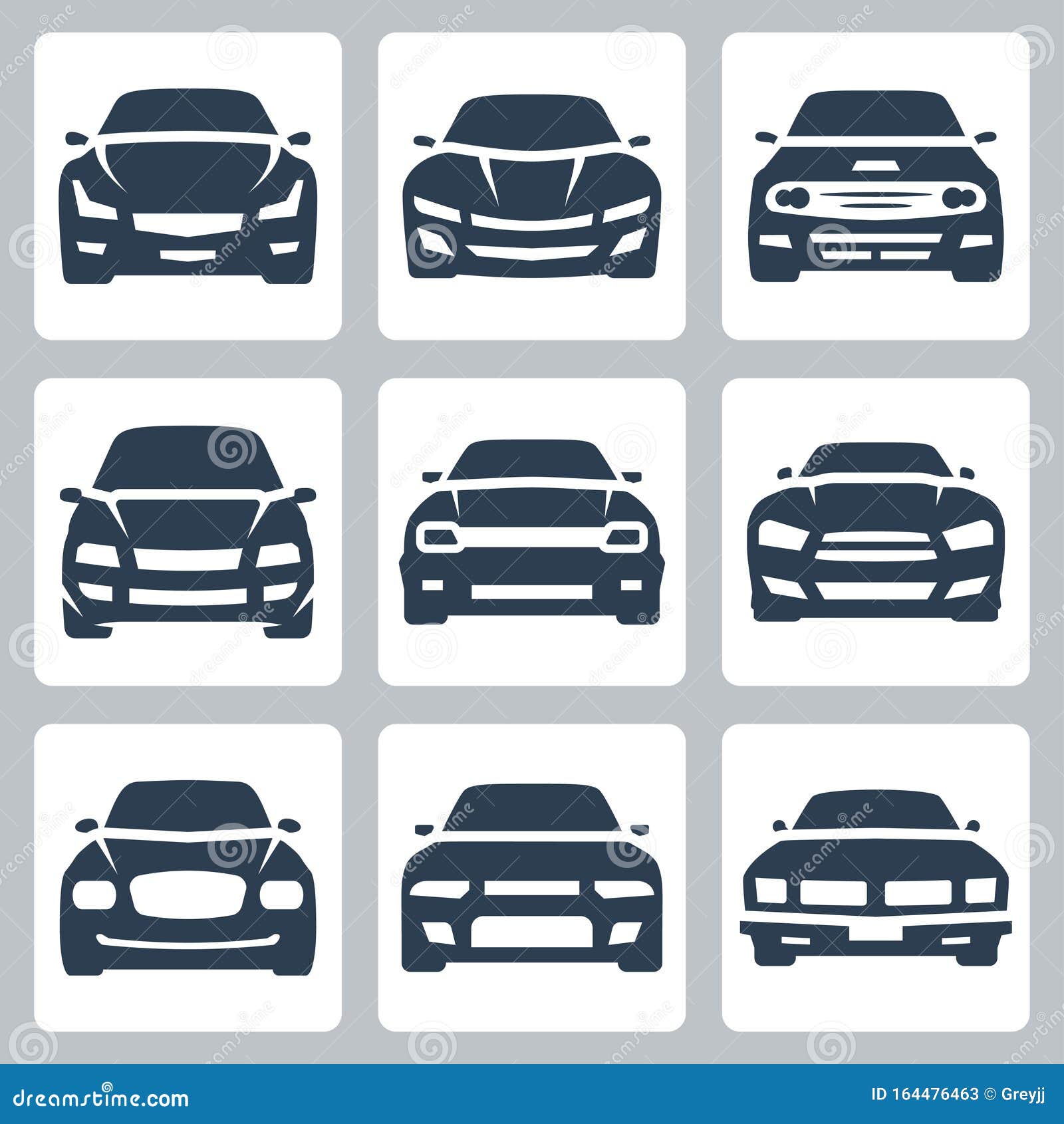 Front View of Different Cars, Icons Stock Vector - Illustration of ...