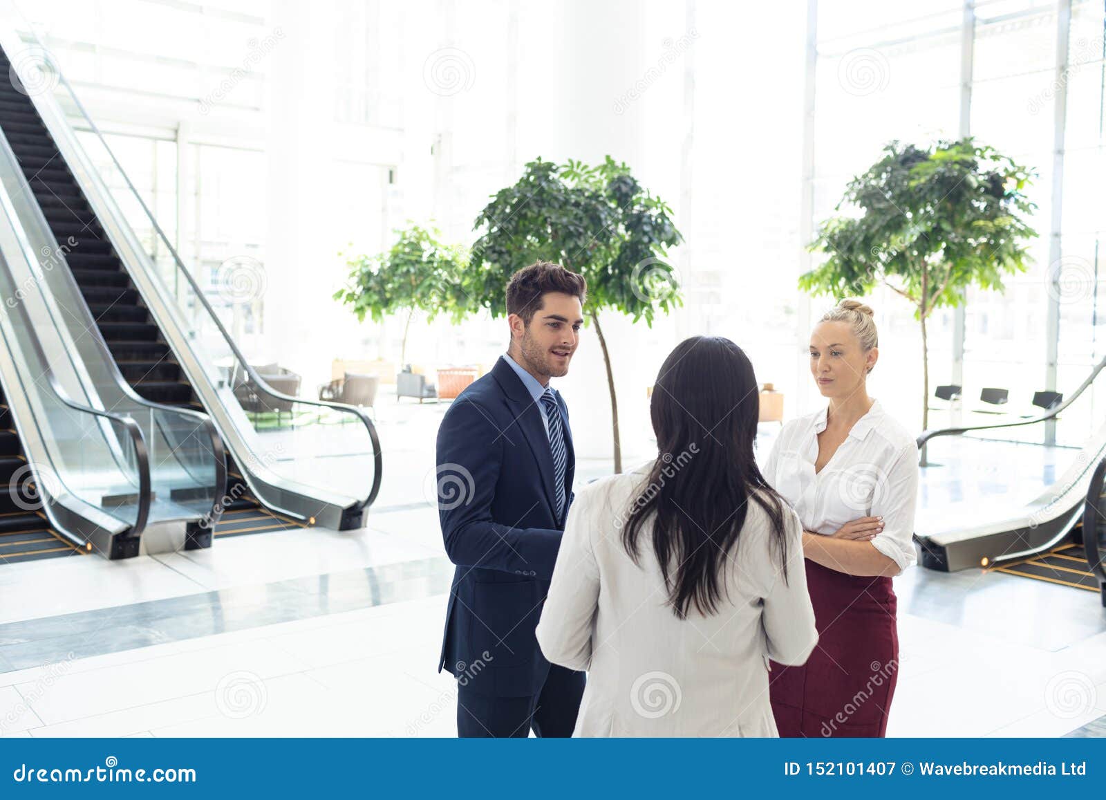 Diverse Business People Interacting with Each Other while Standing in ... Diverse Business People Interacting with Each Other while Standing in ...