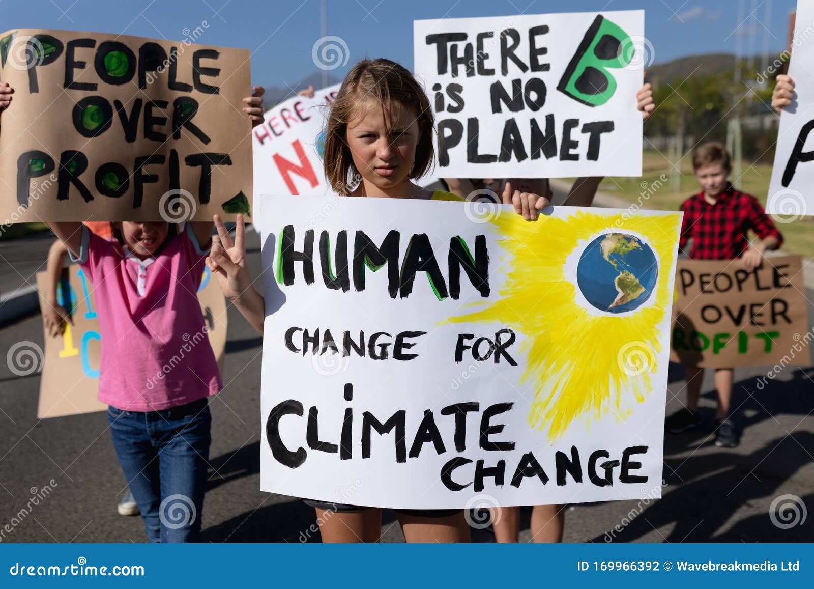 Group of Elementary School Pupils Walking on a Protest March Stock ...
