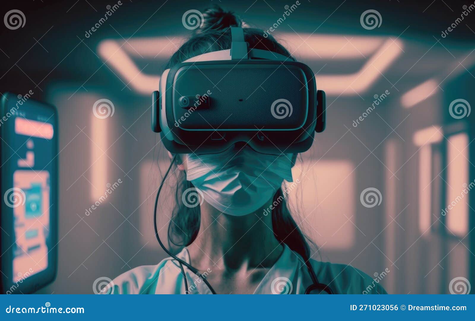 Front View of Doctor Using VR Goggles Inside the Hospital Stock ...