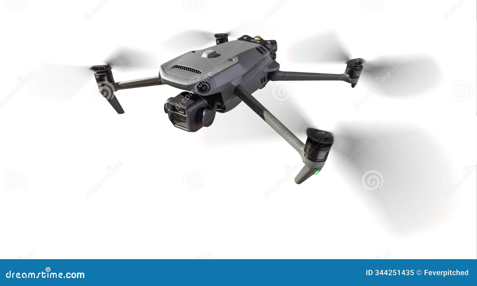 Top View of a Drone Quadcopter UAV in Flight Isolated on a White ...