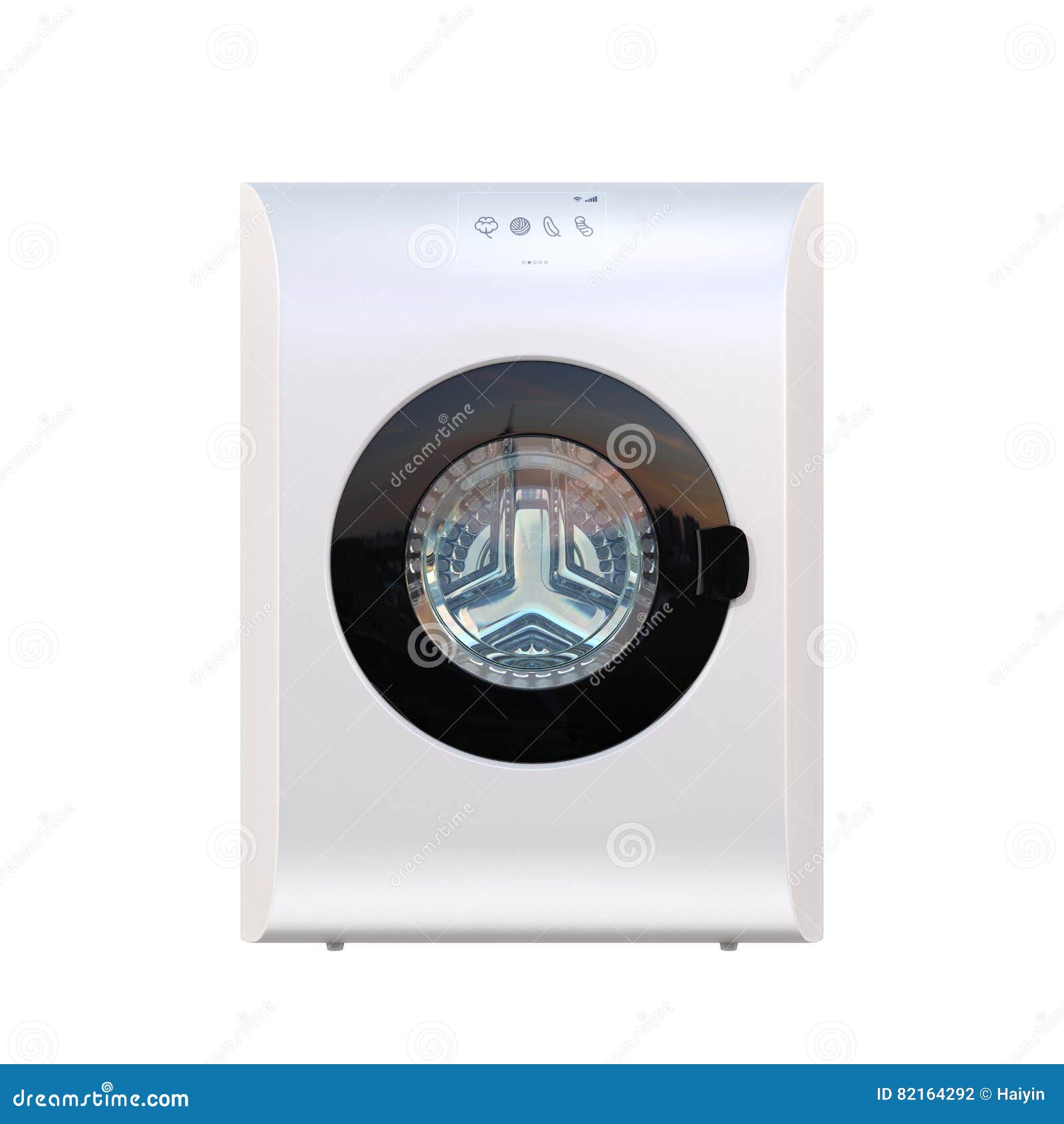 Front View of Drum Washing Machine with Touch Panel Isolated on White ...