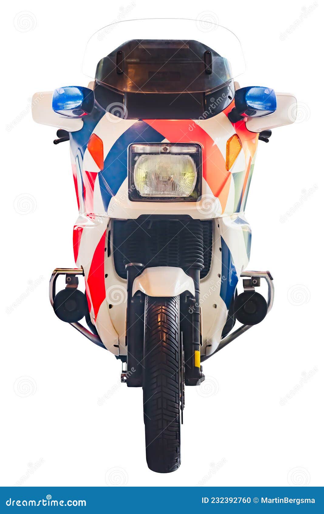 Front View of a Dutch Police Motorcycle Isolated on a White Background ...