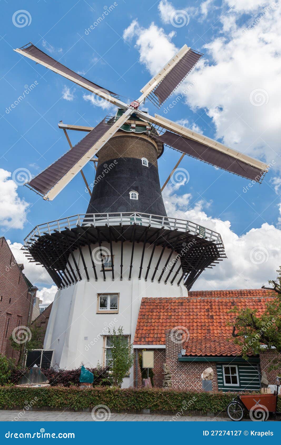 Front View of a Dutch Windmill Stock Image - Image of tower, culture ...