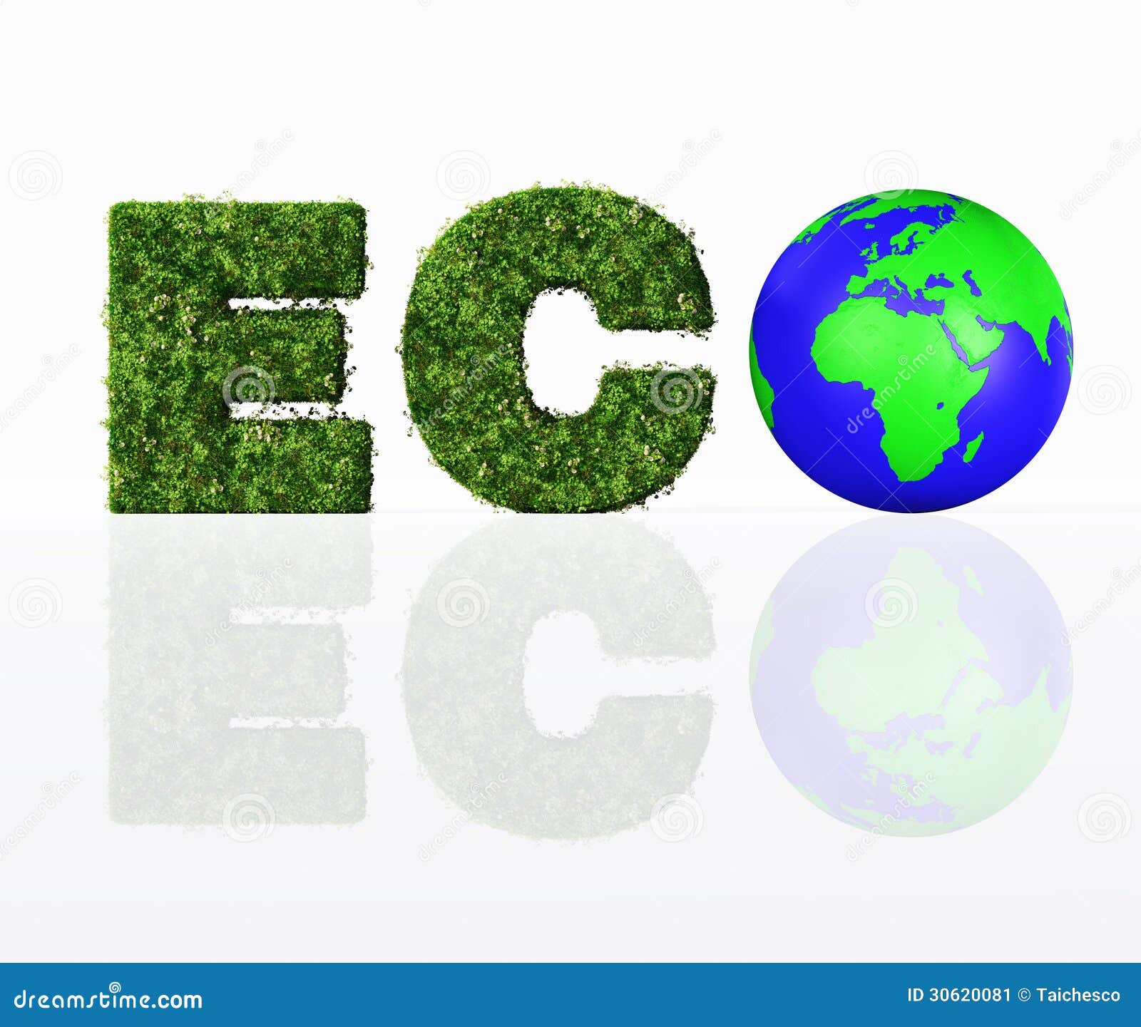 Front View of Eco Word with the World Stock Illustration - Illustration ...