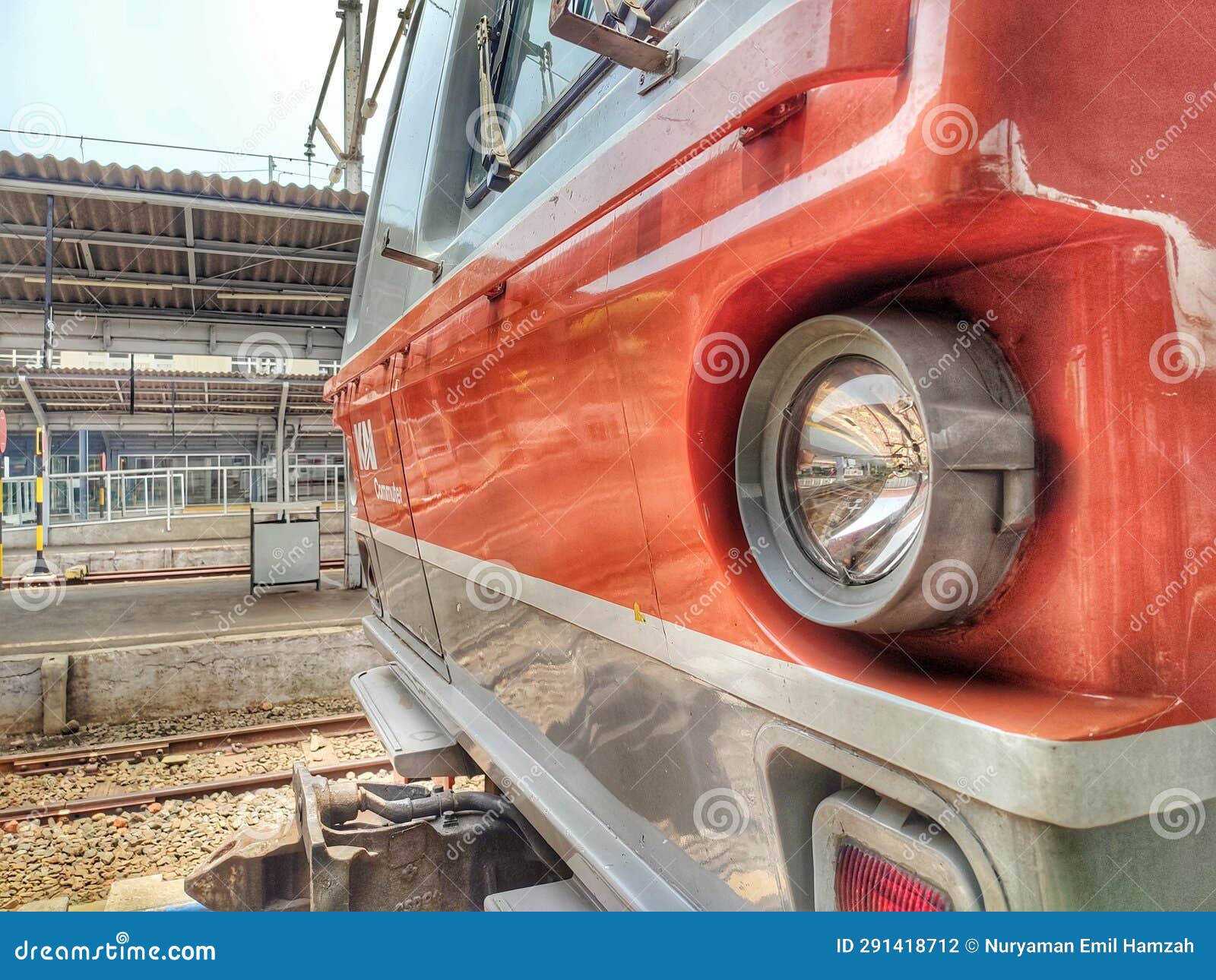 Front View of an Electric Train with One Left Headlight Stock Photo ...