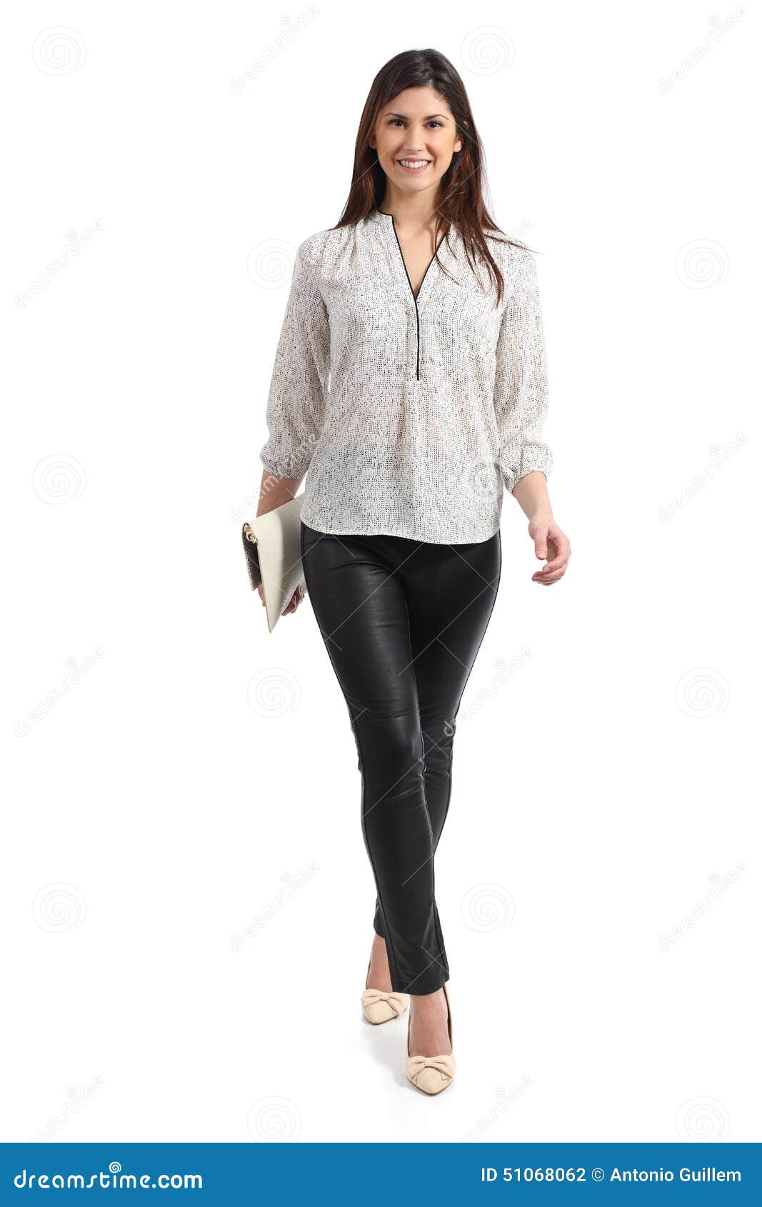 Front View of an Elegant Woman Walking Isolated Stock Photo - Image of ...