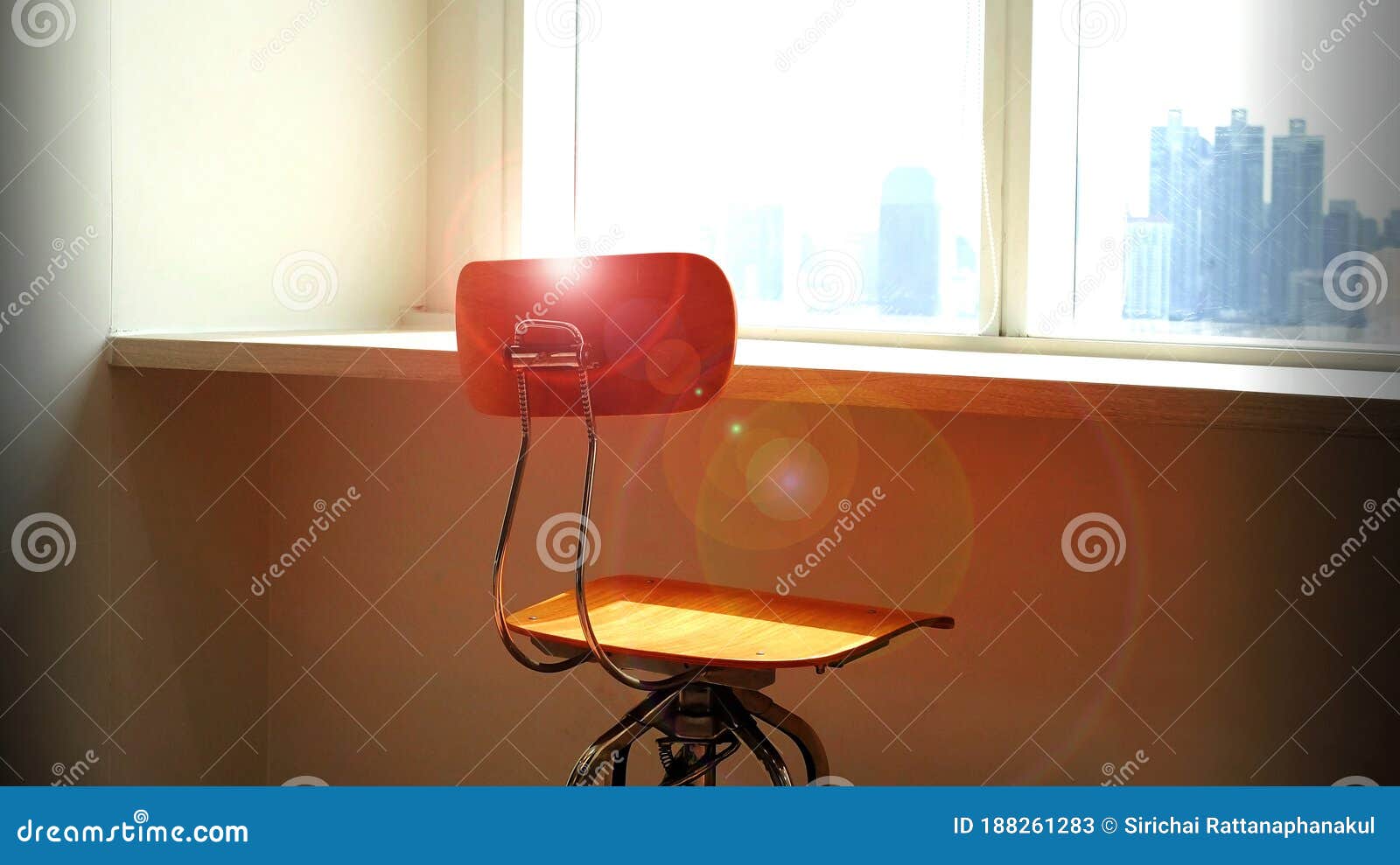 Front View Empty Chair with Window Frame Background, Stock Image ...