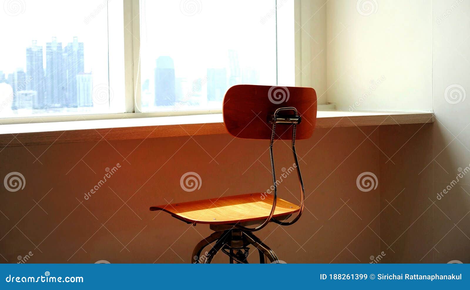 Front View Empty Chair with Window Frame Background, Stock Image ...
