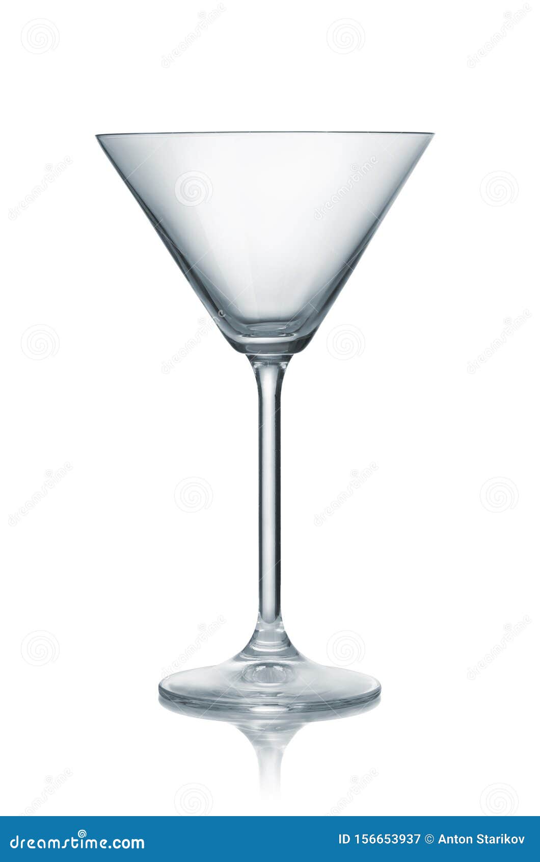 Front View of Empty Classic Martini Glass Stock Image - Image of ...