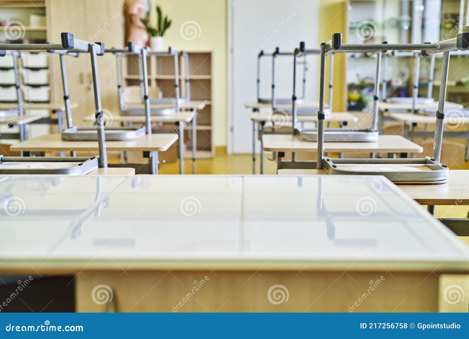 Front View of Empty Classroom during a Pandemic Stock Photo - Image of ...
