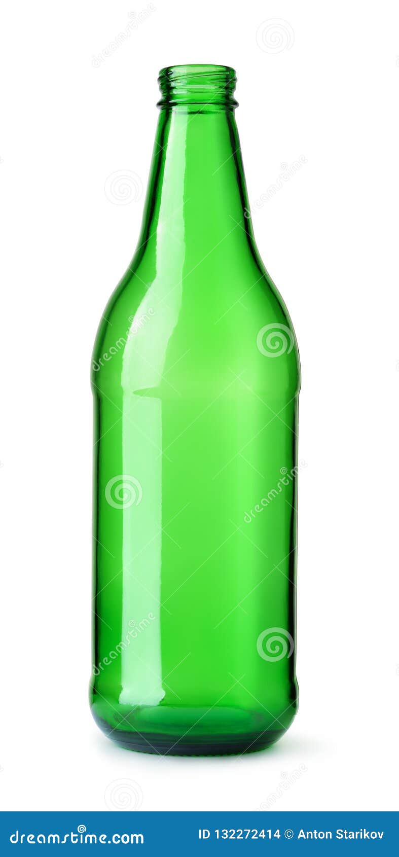 Front View of Empty Green Beer Bottle Stock Photo - Image of reflection ...