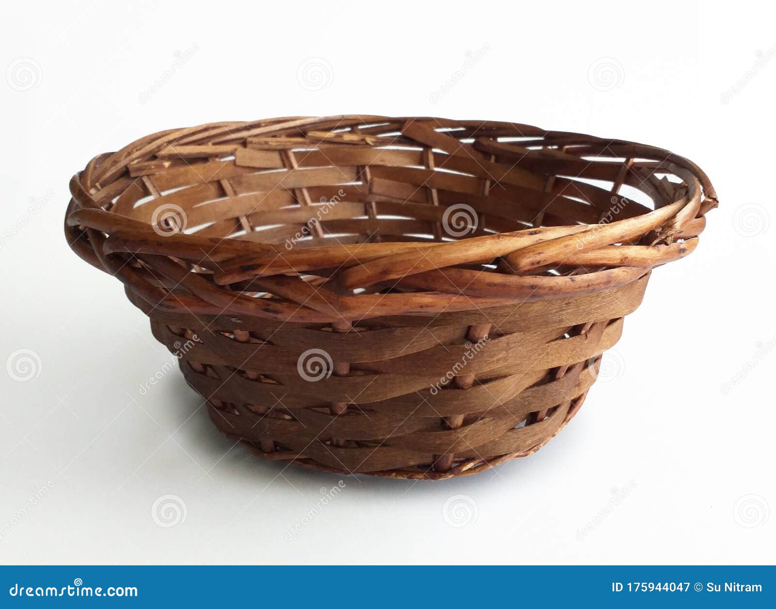 Front View of Empty Handmade Wicker Oval Basket Isolated on White ...