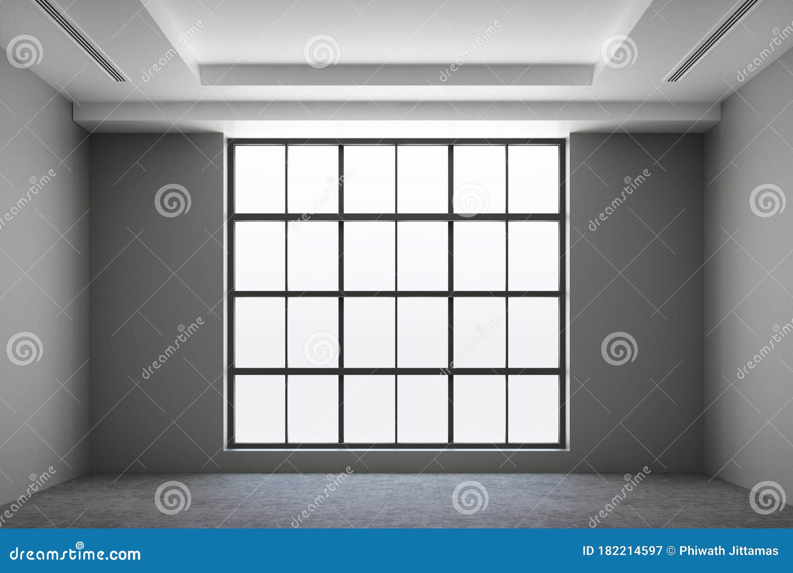 Front View of Empty Interior Space Industrial Loft Style Stock ...