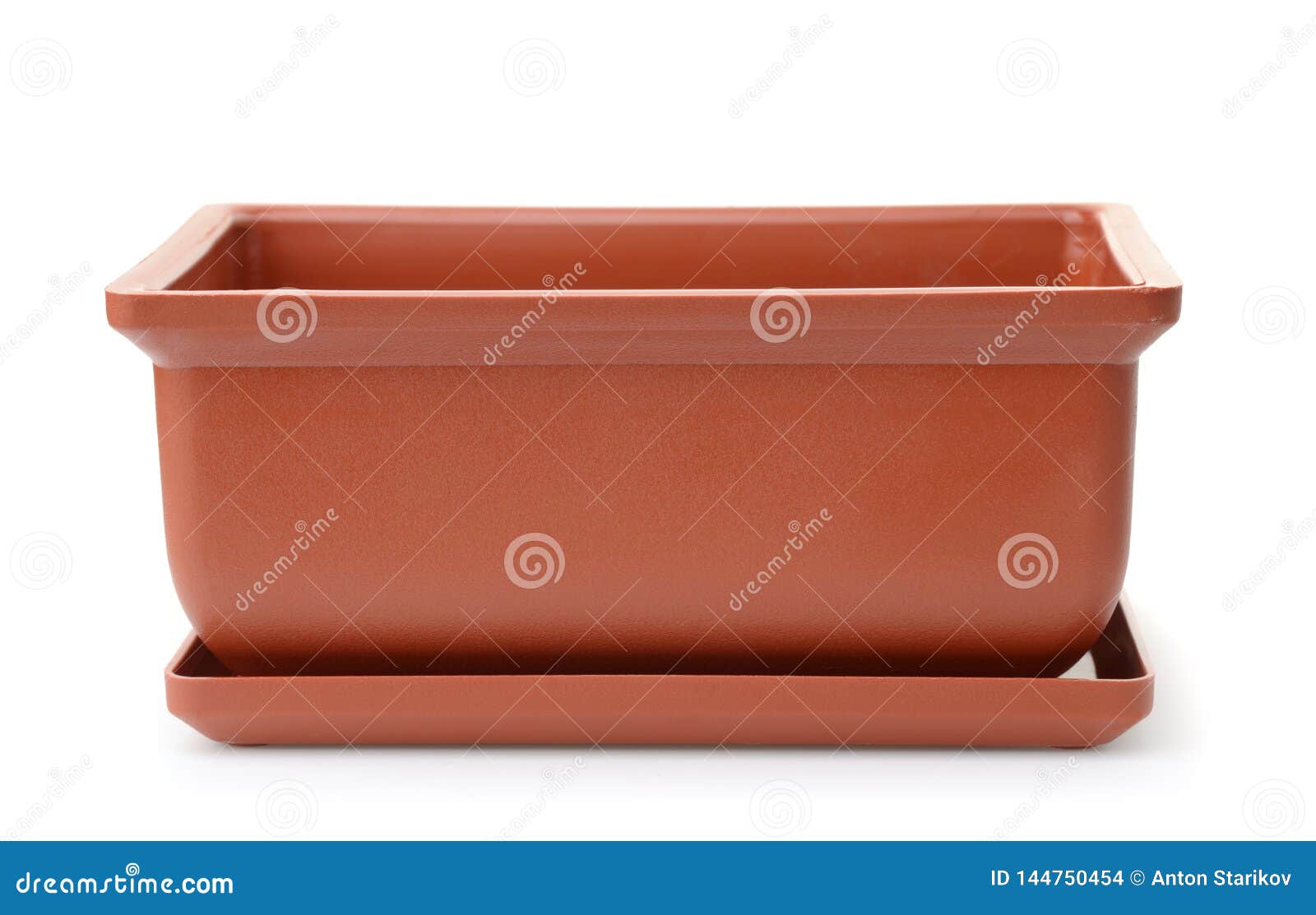 Front View of Empty Rectangular Plastic Flower Pot Stock Photo - Image ...