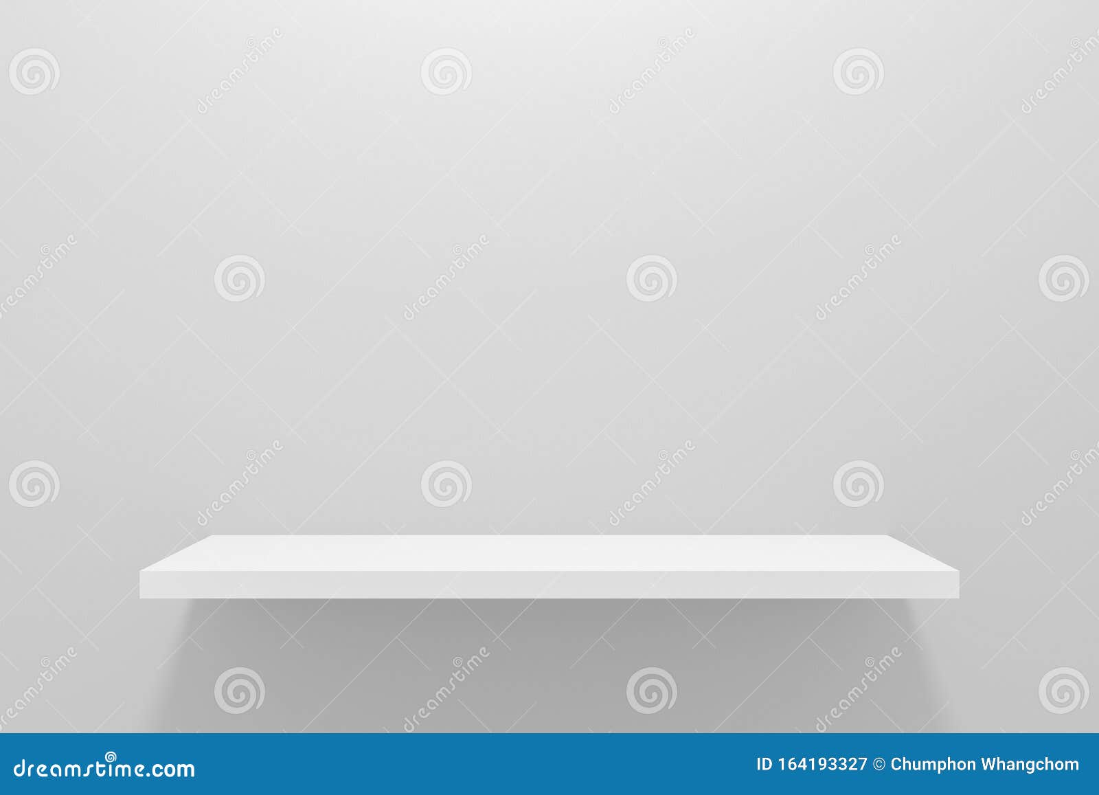Front View of Empty Shelf on Gray Wall Background with Modern Minimal ...