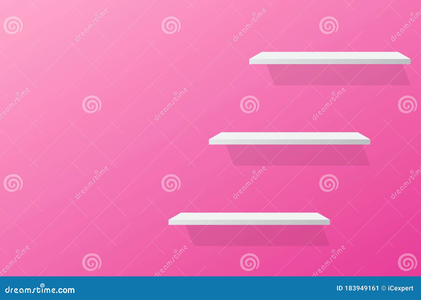 Front View of Empty Shelf with Pink Wall Background with Modern ...