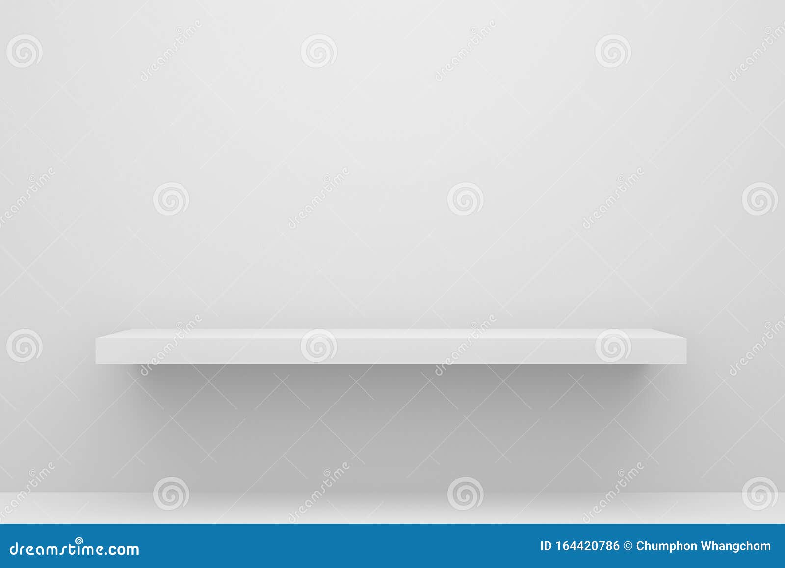 Front View of Empty Shelf on White Table and Wall Background with ...