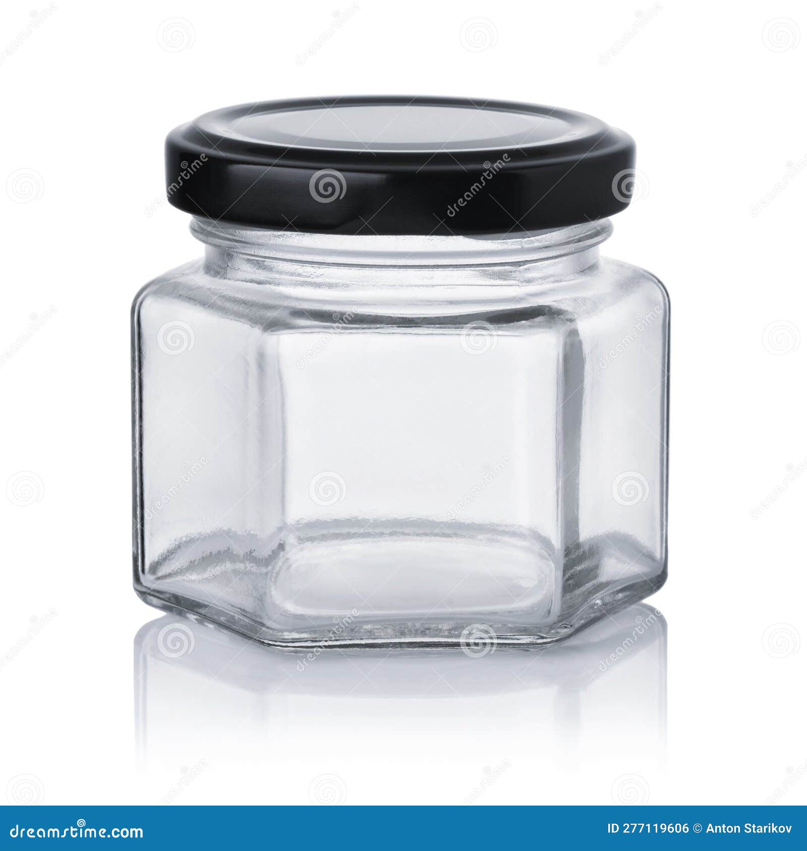 Front View of Empty Small Glass Jar Stock Photo - Image of clear ...