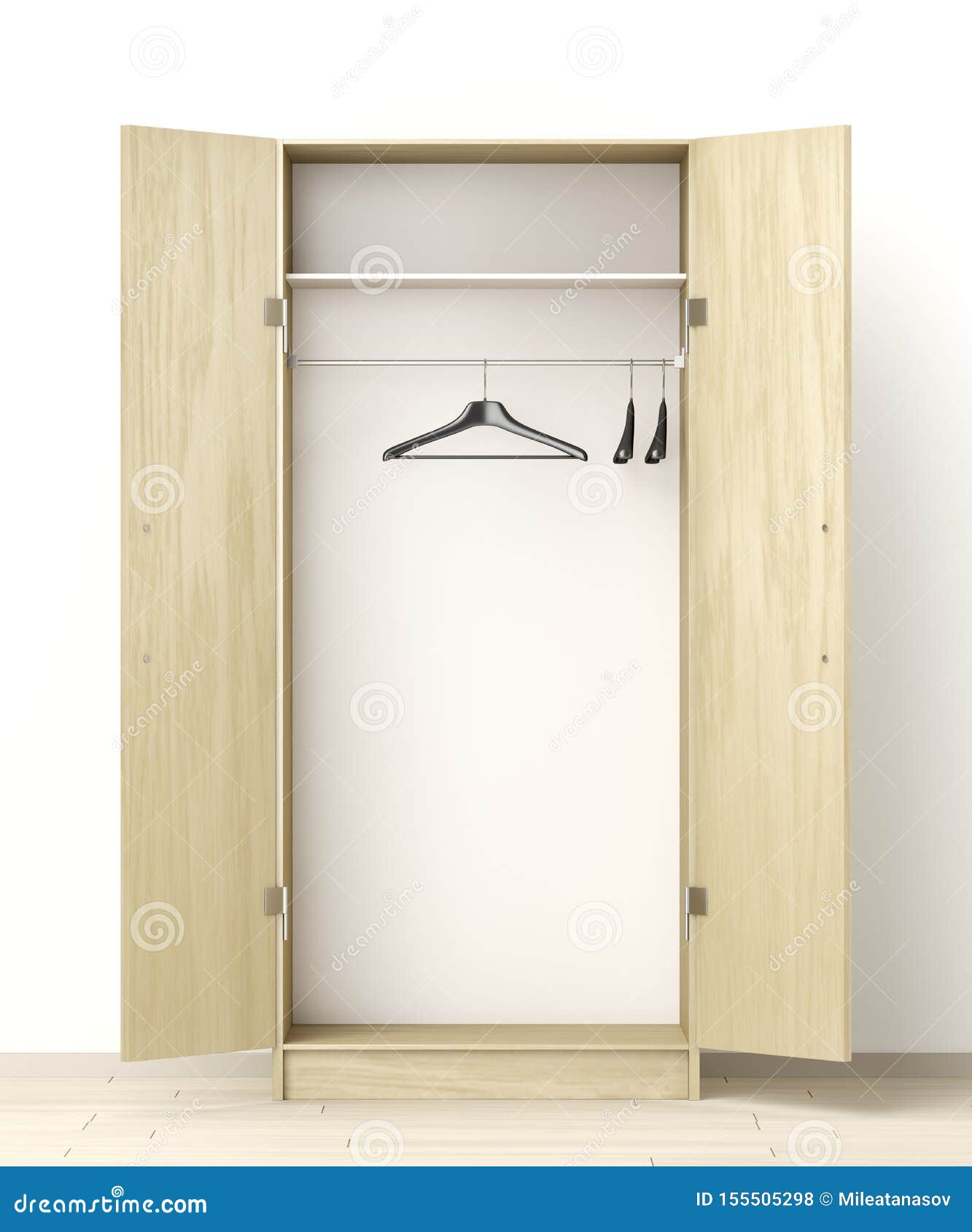Front View of Empty Wardrobe Stock Illustration - Illustration of ...