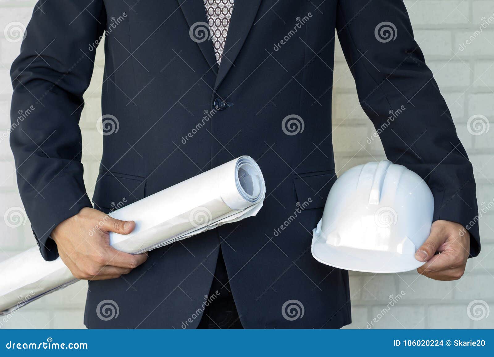 Front View of Engineer in Suit Stock Photo - Image of architecture ...