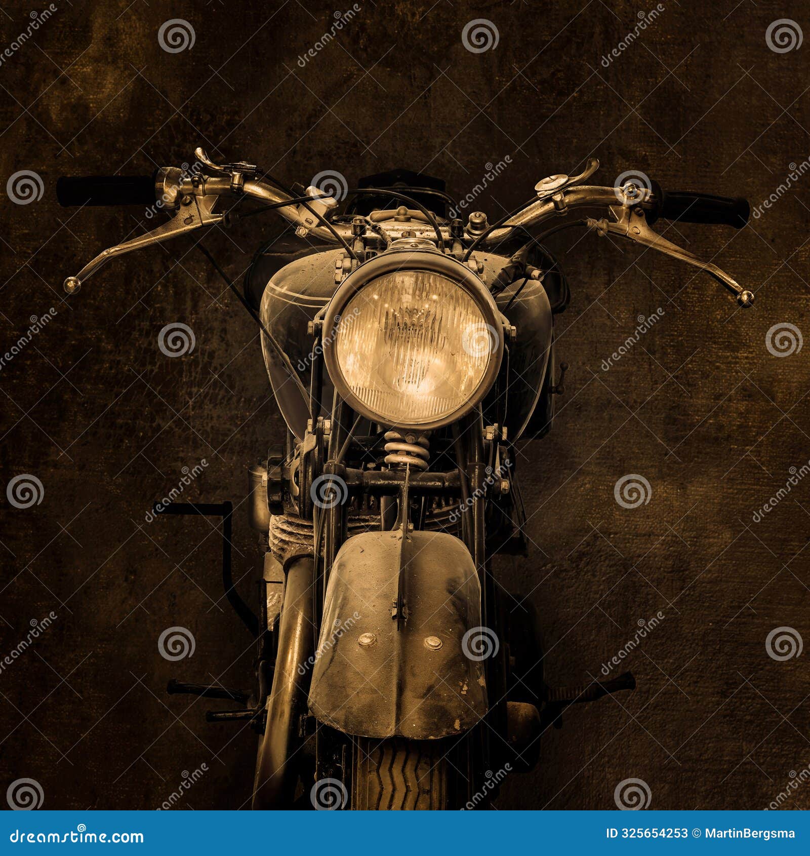 Front View of an English Vintage Motorcycle Stock Image - Image of ...