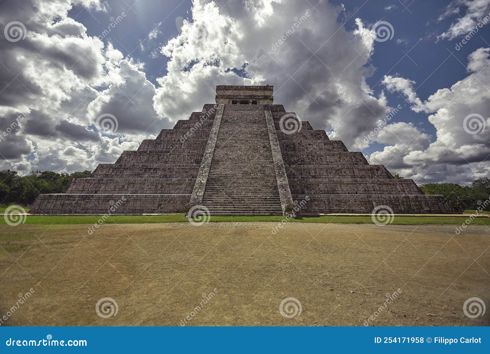 Front View of the Entire Pyramid of the Chichen Itza Archaeological ...