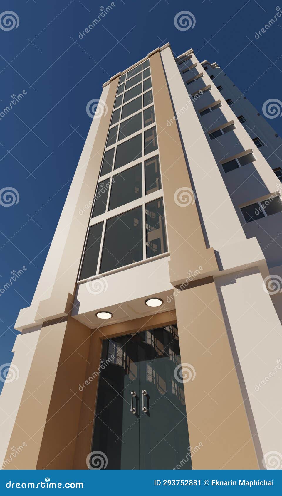 Front View of the Entrance Modern Hotel Render Stock Illustration ...