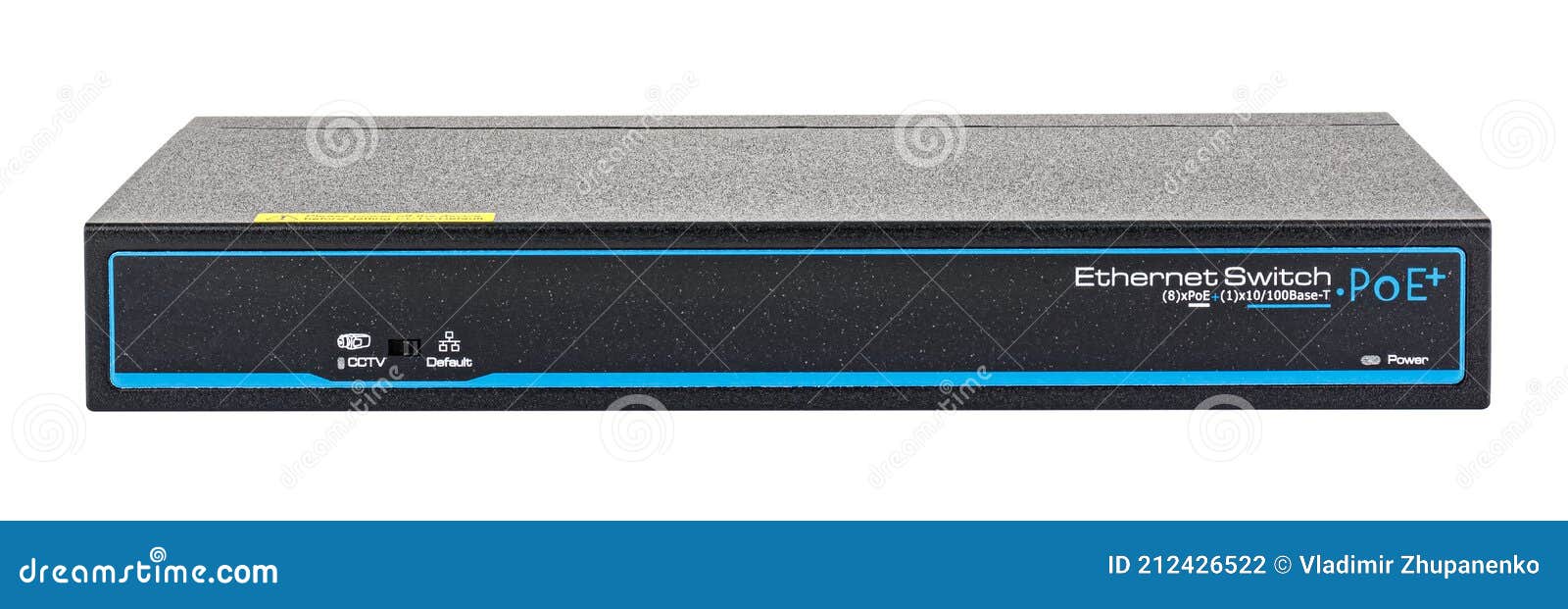 Front View of Ethernet Switch with PoE Support Isolated on White ...