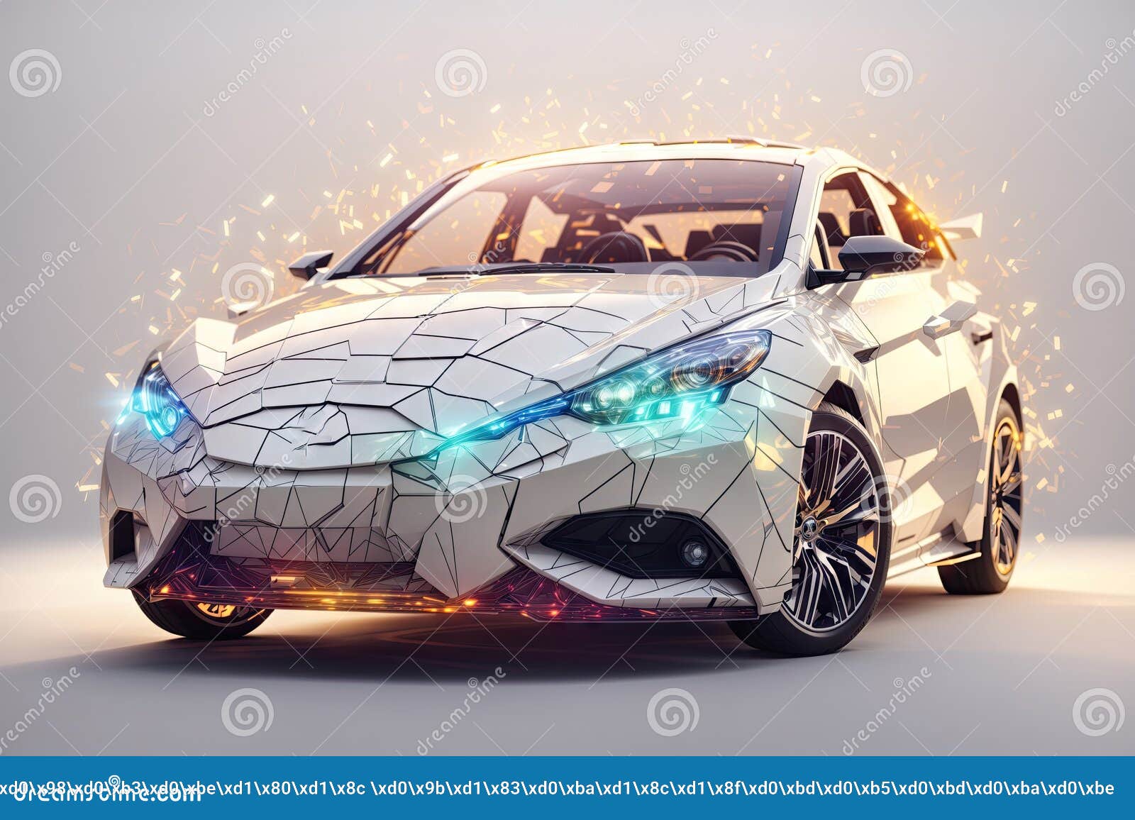 Front View Exquisite Neuro Polygonal Abstract White Car. Ai Generative ...