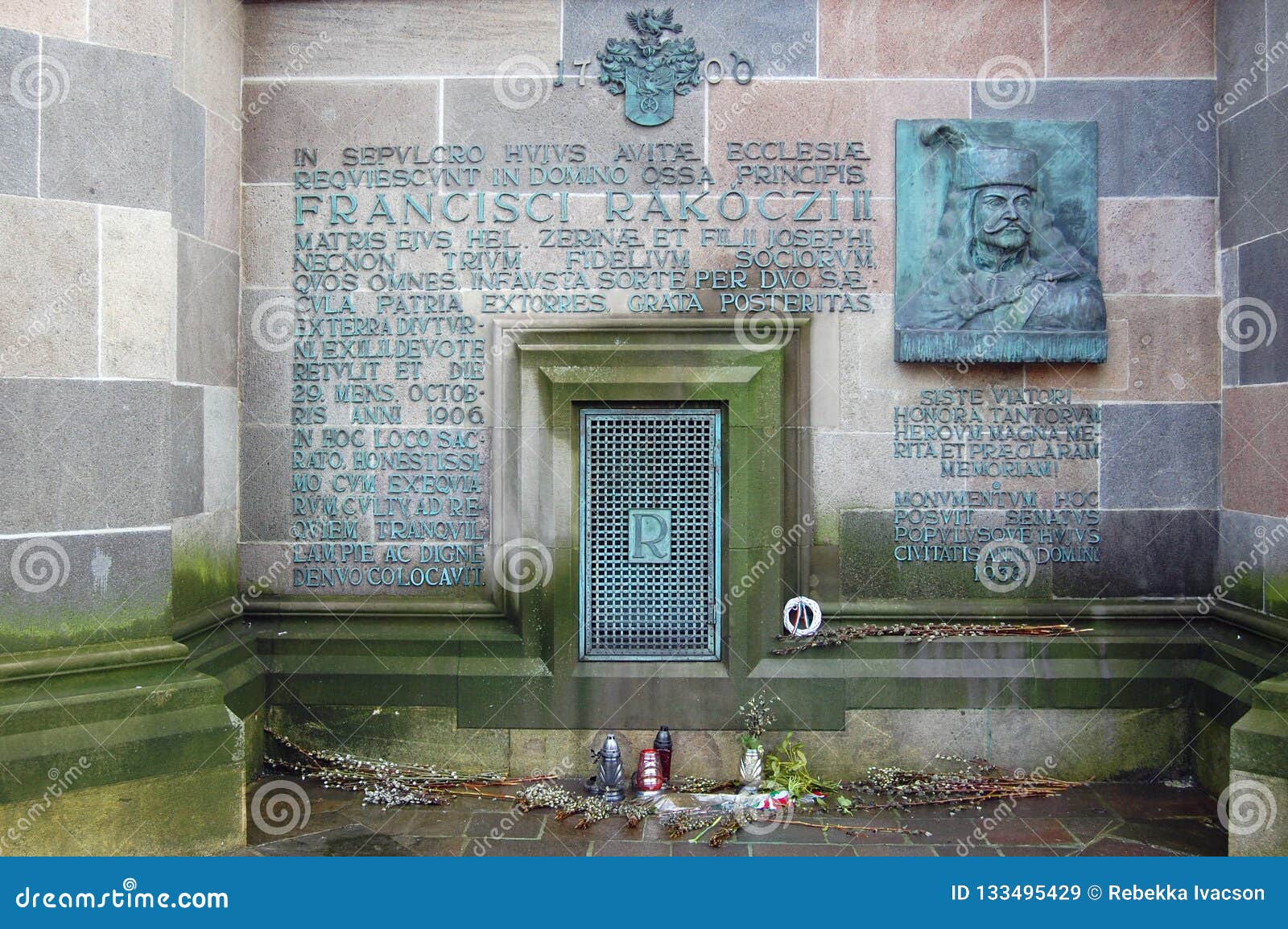 Front View of Facade of Crypt Building Covered by Lettering Stock Image ...