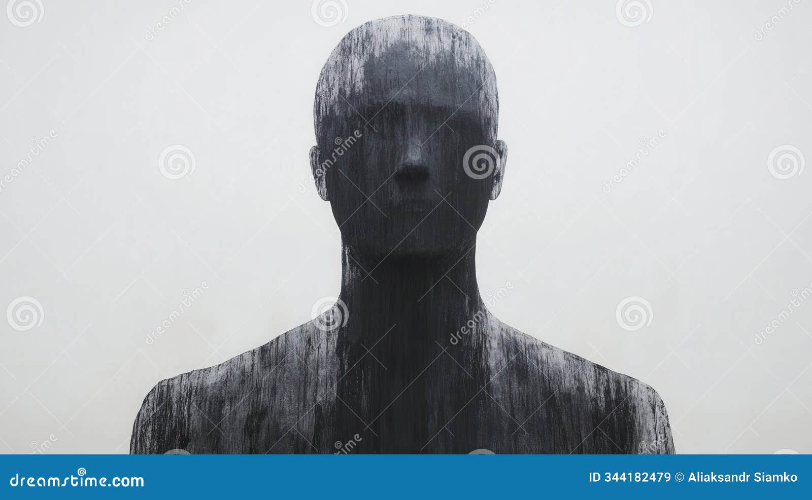 Front View of a Faceless Silhouette of a Man on a White Background ...