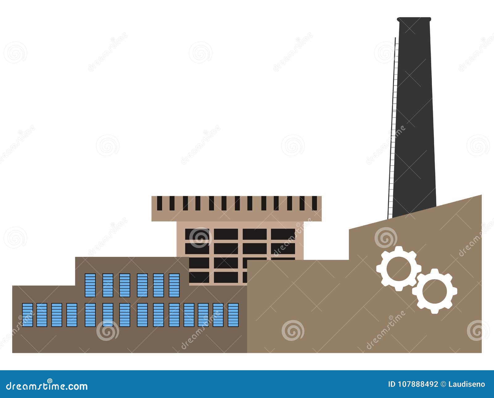Front view of a factory stock vector. Illustration of construction ...