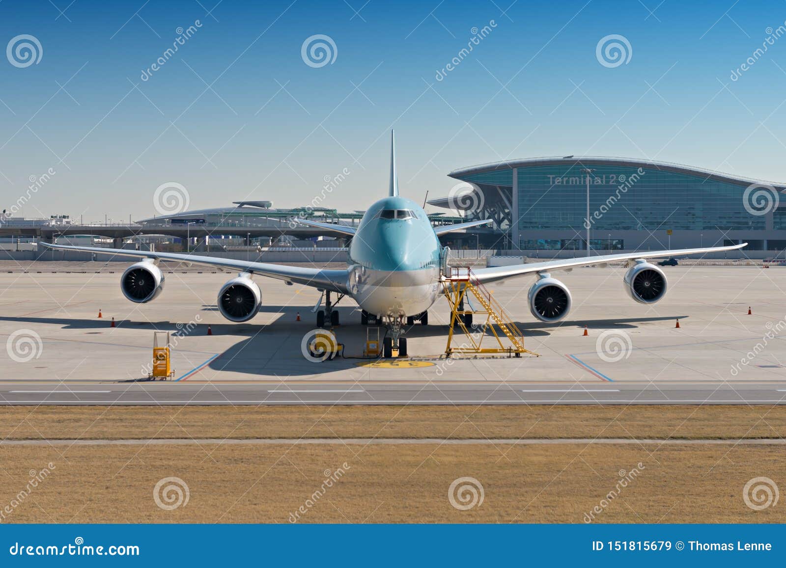 Front View of a Famous Four Engines Big Jet Plane Stock Image - Image ...