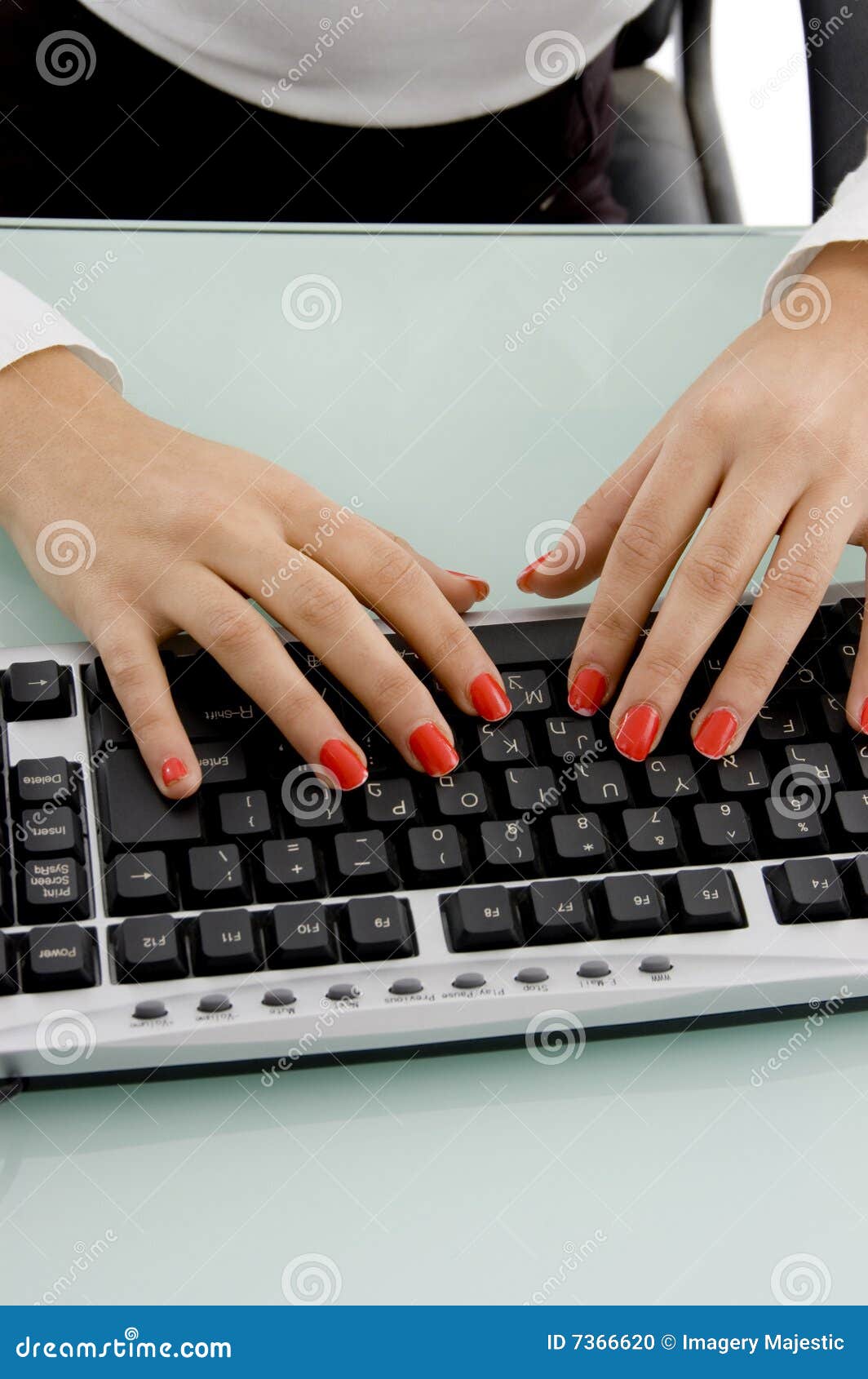 Front View of Female Hands Working on Keyboard Stock Photo - Image of ...