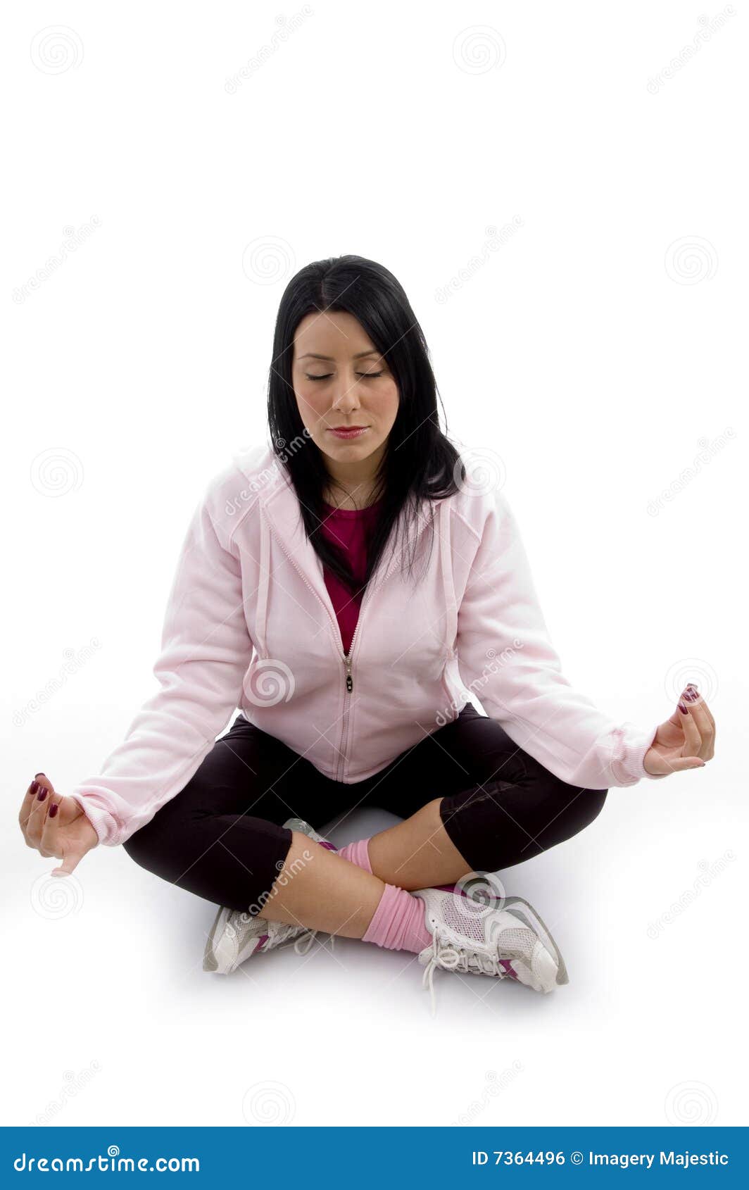 Front View of Female in Lotus Pose Stock Photo - Image of female ...