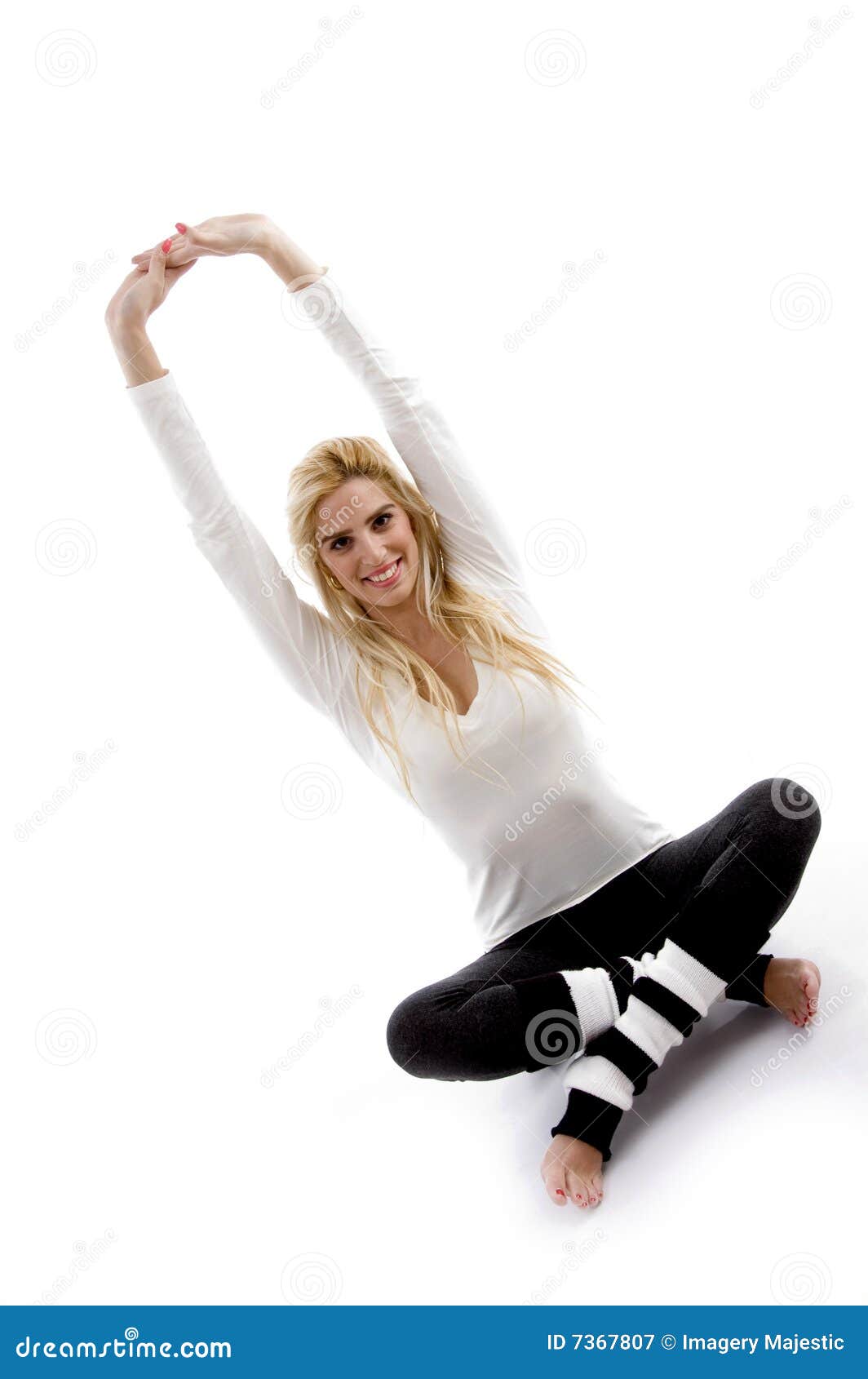 Front View of Female in Yoga Pose Stock Image - Image of energy ...
