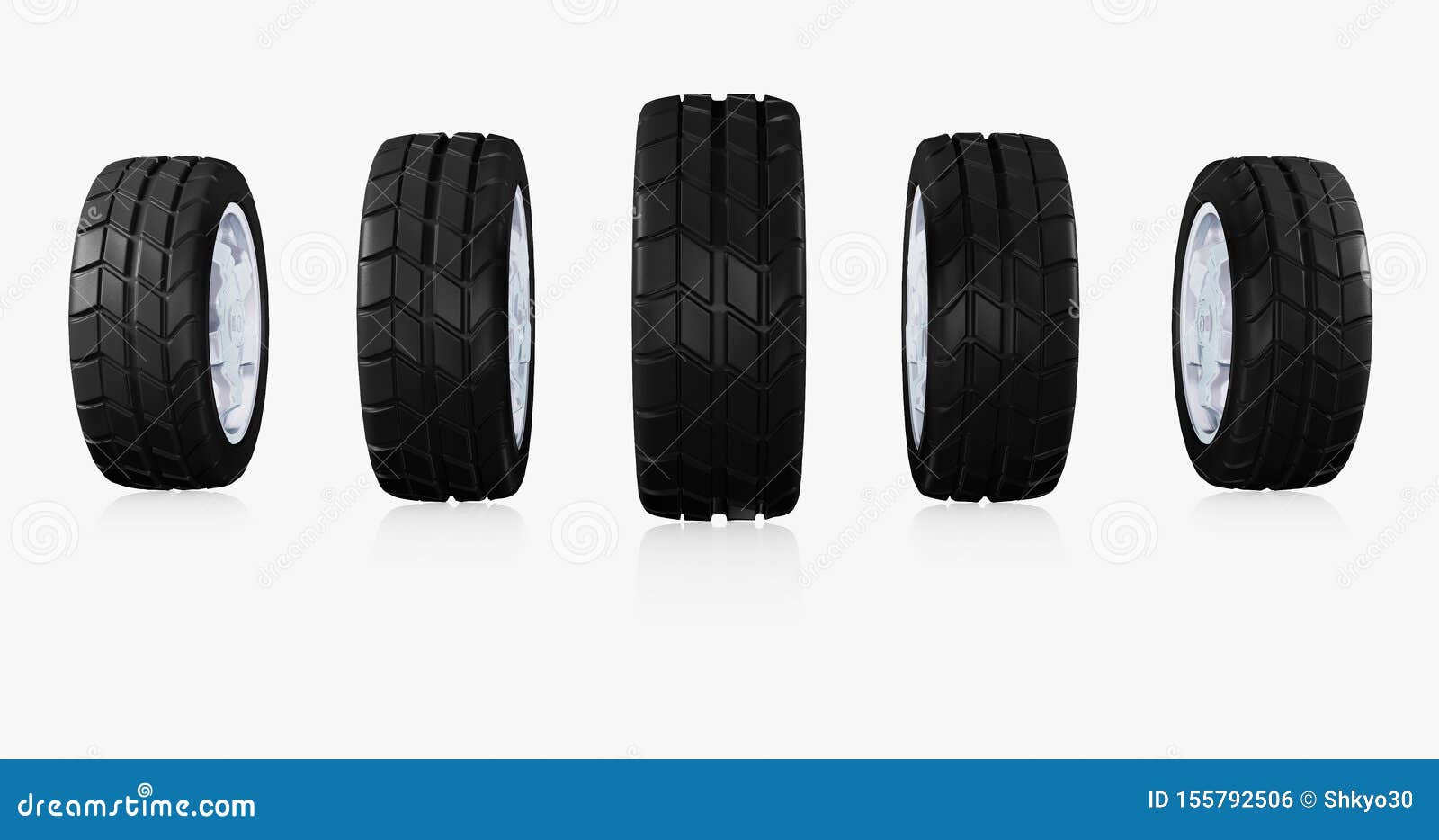 Front View of Five Sport Wheels Stock Illustration - Illustration of ...