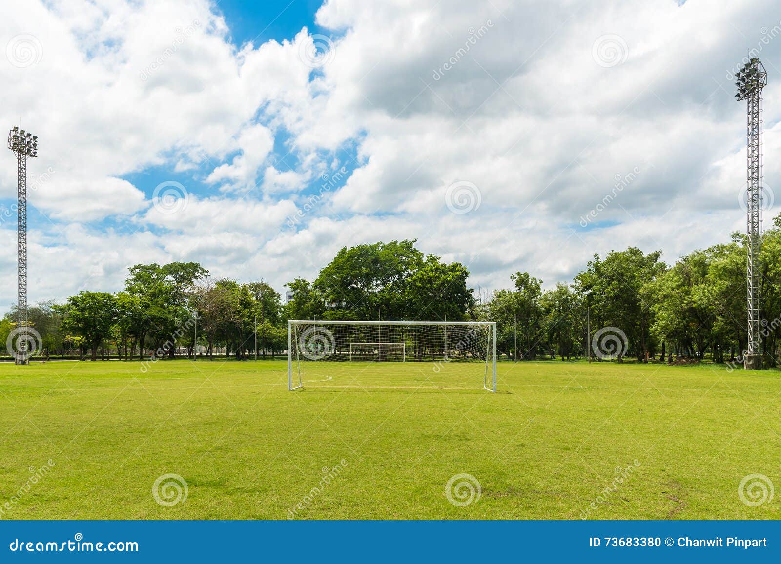 Front View of Football Goals Stock Photo - Image of penalty, empty ...