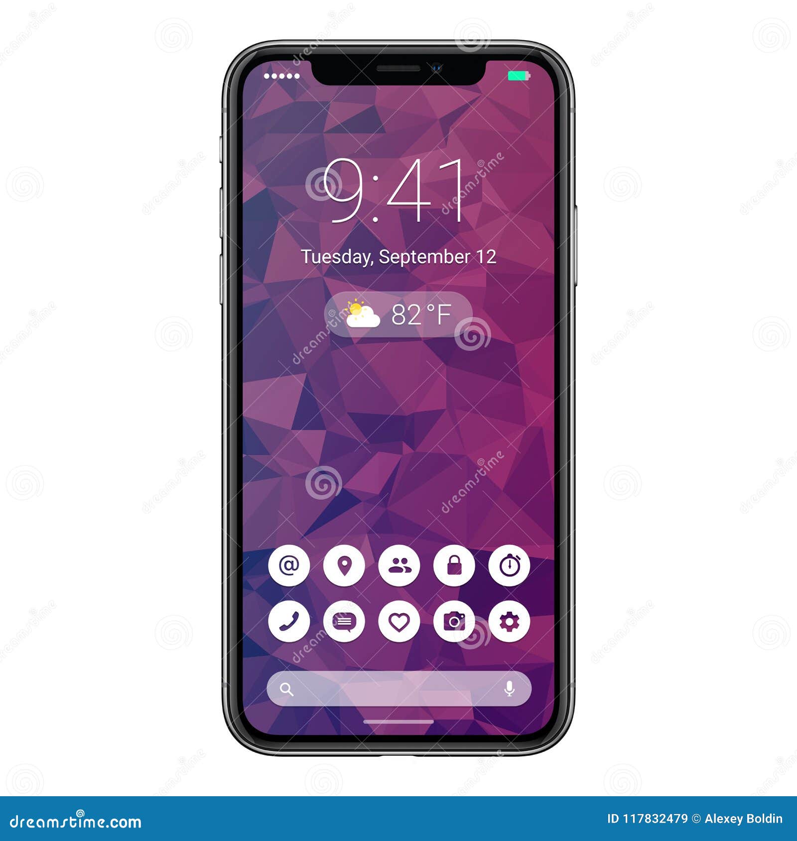 Front View Frameless Smartphone Concept With Material Design Flat UI ...