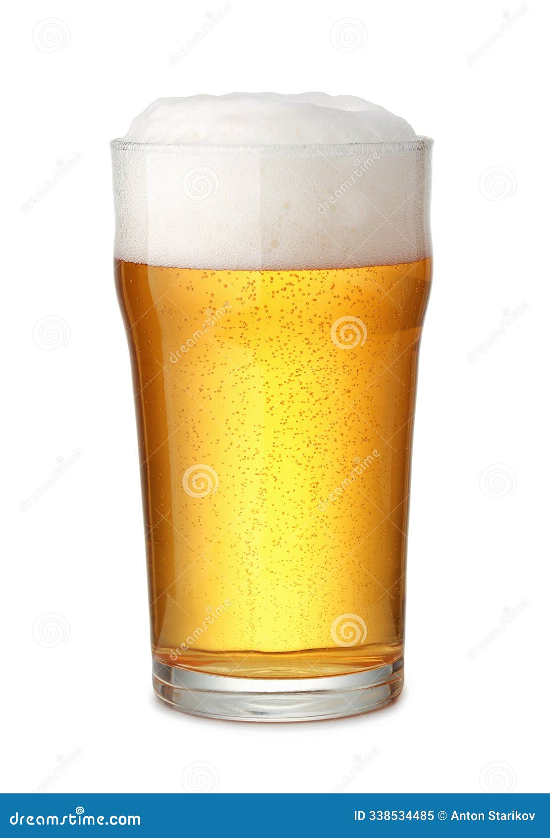 Front View of Fresh Beer in Pint Glass Stock Image - Image of bubble ...