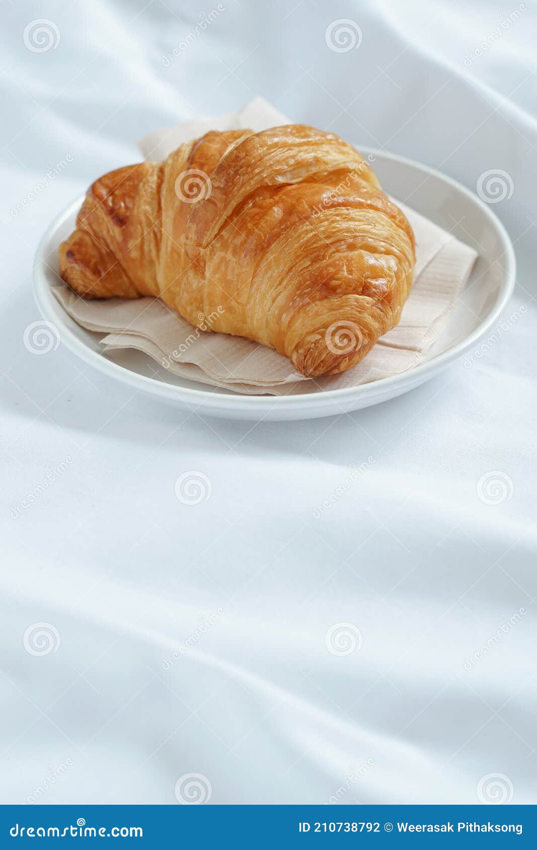 Front View of Fresh Croissant on White Ceramic Plate Placed on White ...