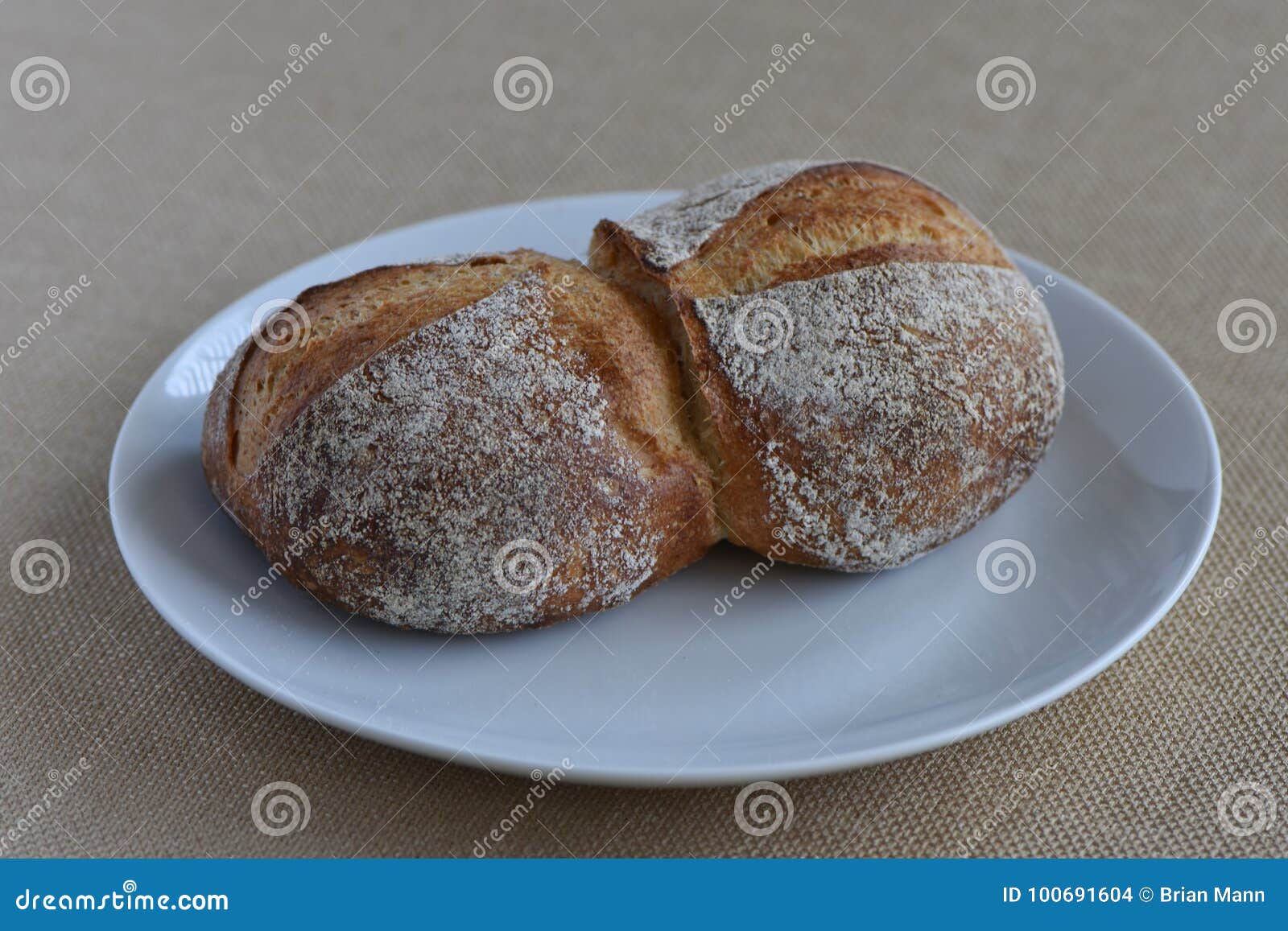 Rustic bread roll stock photo. Image of room, closeup - 100691604