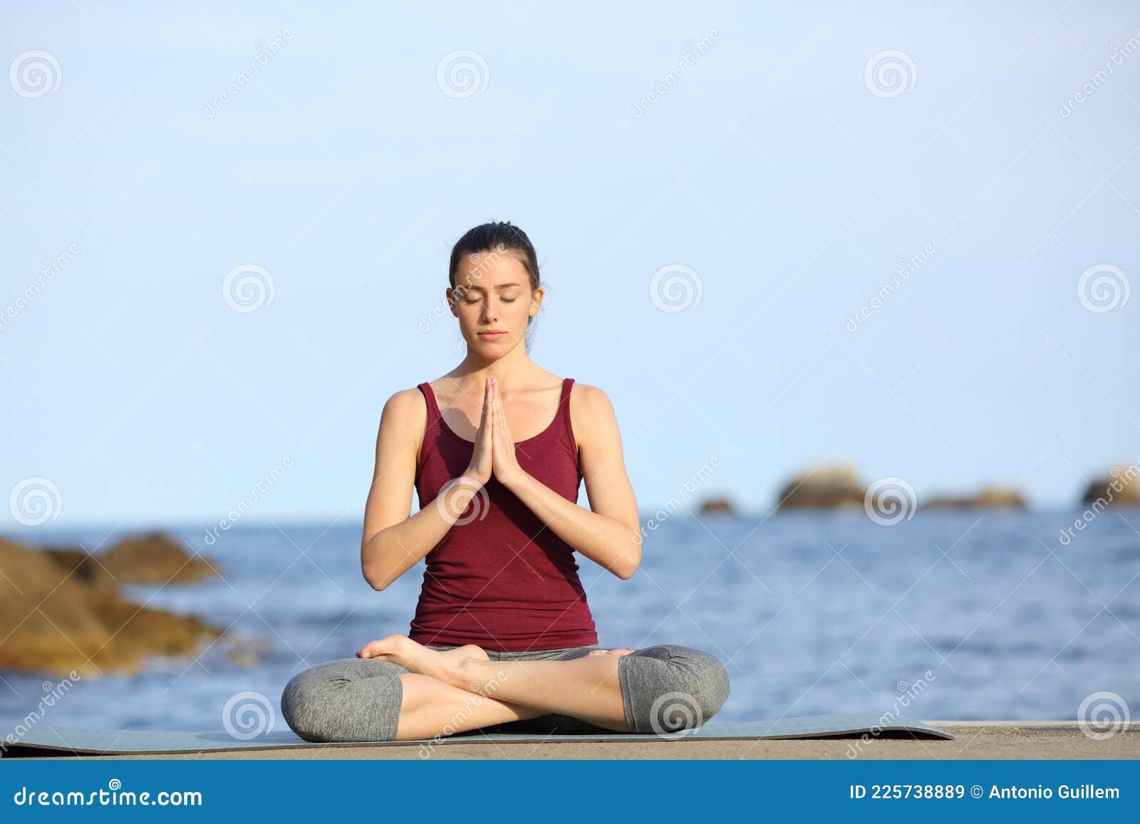 Yogi Practicing Yoga Pose on the Beach Stock Image - Image of full ...