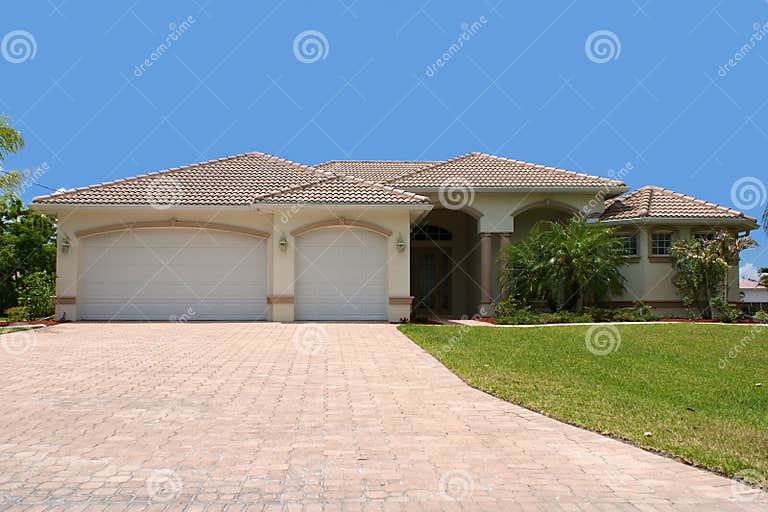Front View of Generic Florida Home Stock Image - Image of florida ...