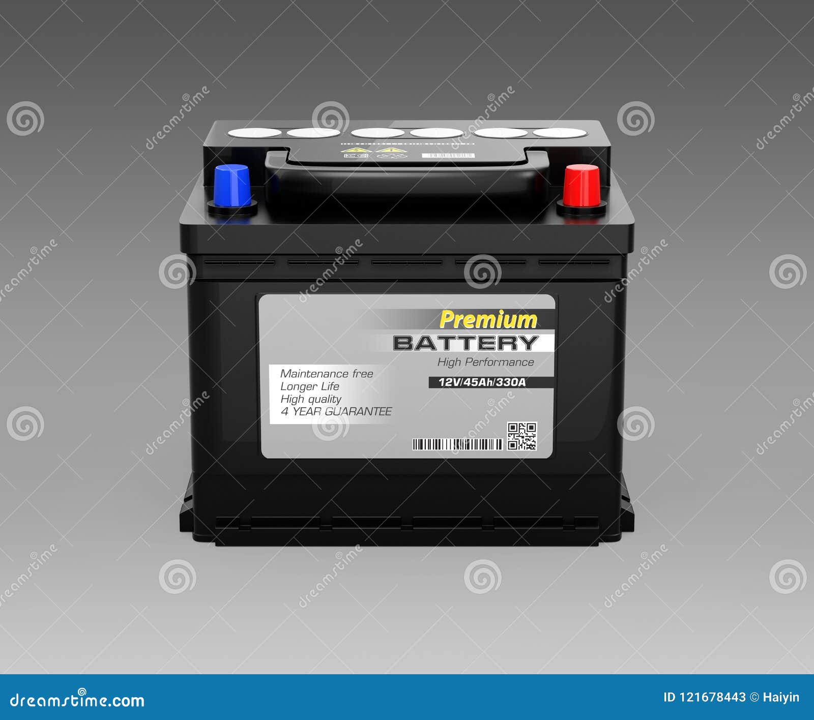 Front View of Generic Maintenance-free Car Battery on Black Background ...