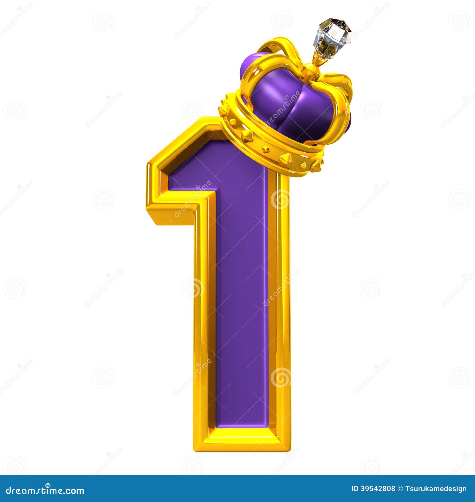 Front View of Gorgeous Number Einer Mit Krone Stock Abbildung ...